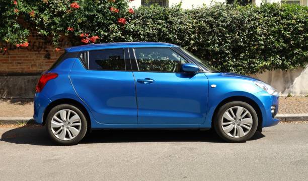 Free Stock Photo of Small Blue Car Parked on Roadside | Download Free ...
