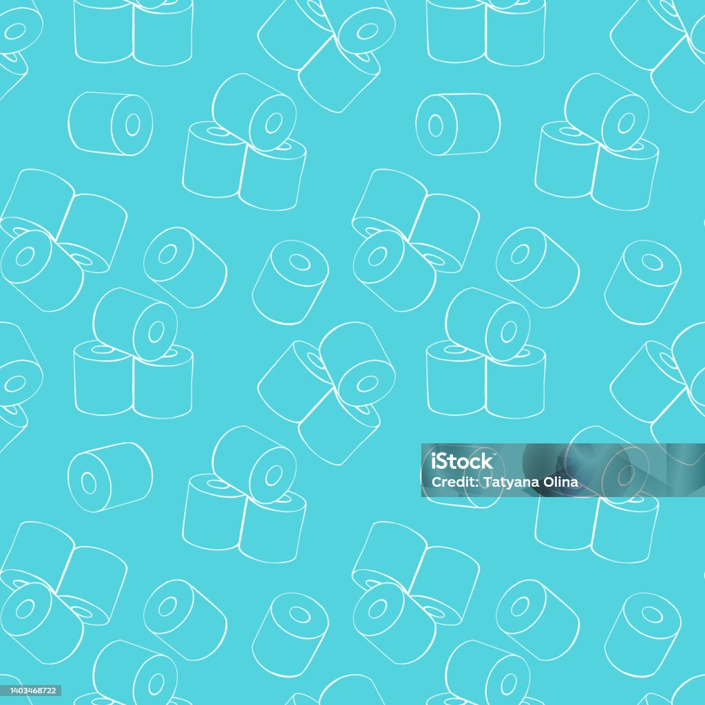 Toilet Paper Seamless Pattern Vector Flat Illustration Stock