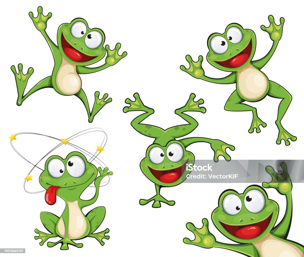 Karakter Kartun Katak Katak Lucu Ilustrasi Stok Unduh Gambar Sekarang