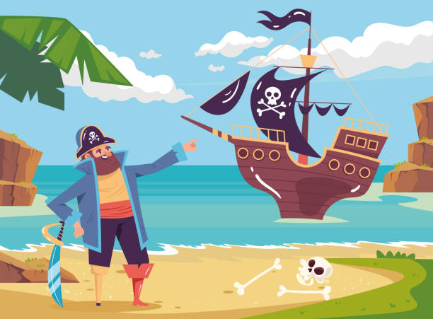 Pirate Skeleton With Treasures And Sword Illustrations Royalty Free Vector Graphics And Clip Art