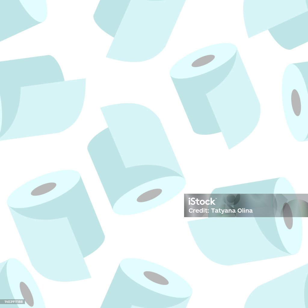 Toilet Paper Seamless Pattern Vector Flat Illustration Stock