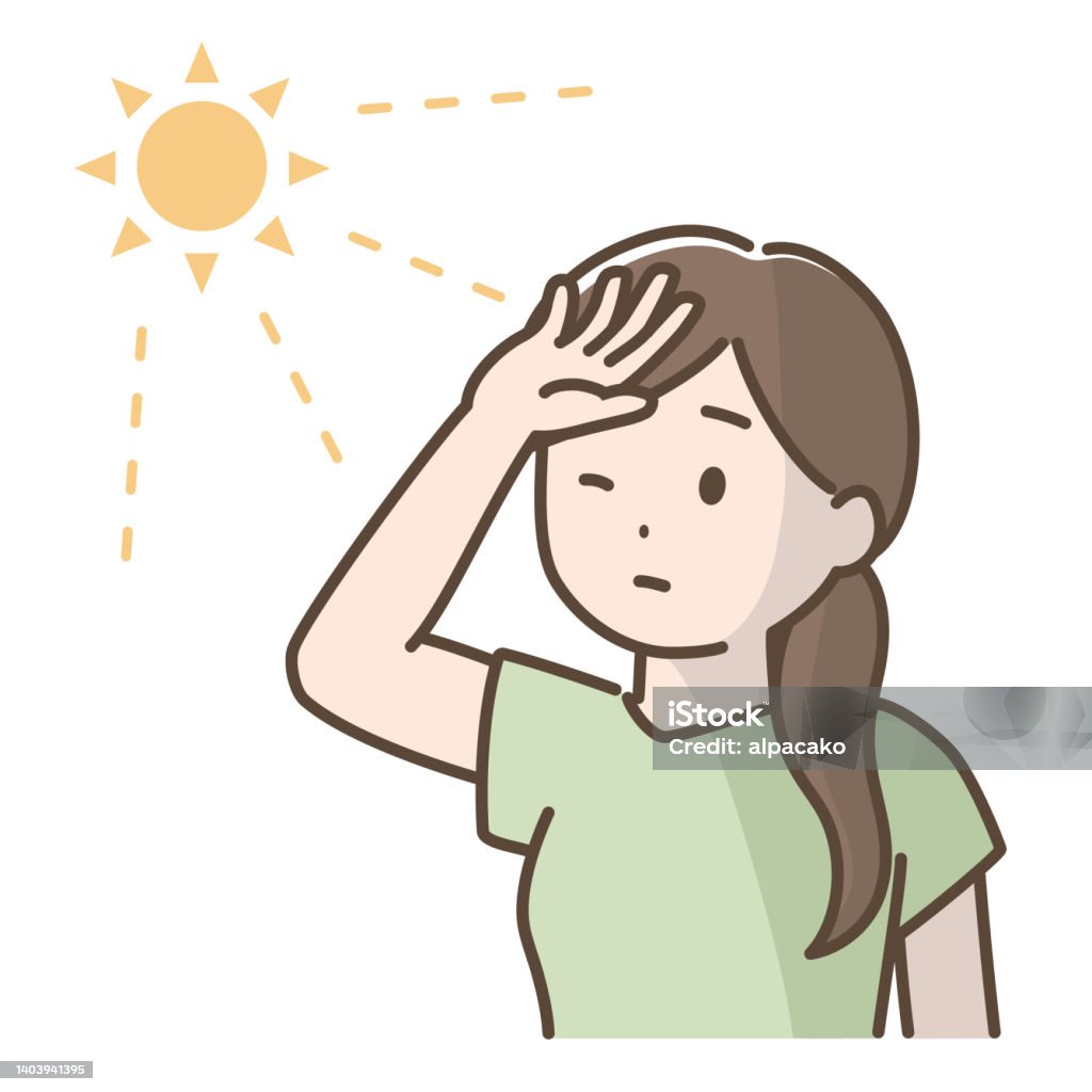Illustration Of A Woman Dazzling In The Sun Stock Illustration
