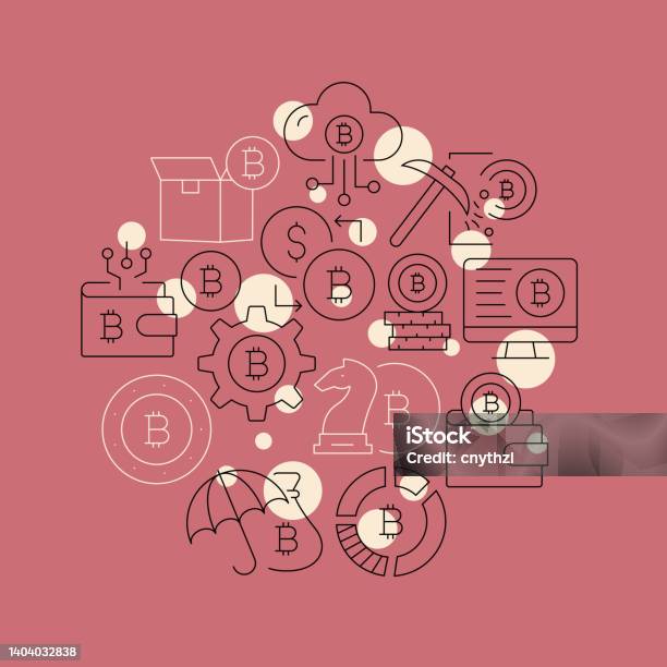 Elemen Desain Terkait Cryptocurrency Desain Pola Dengan Ikon Kerangka