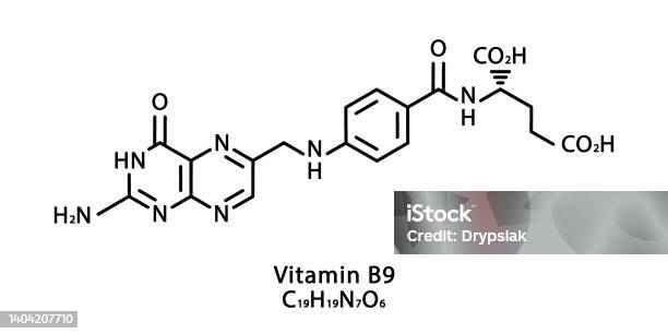 Vitamin B9 Struktur Molekul Asam Folat Vitamin B9 Formula Kimia