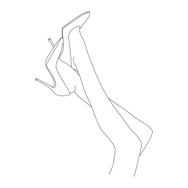 40 Beautiful Woman Legs Red High Heels Silhouette Stock Illustrations
