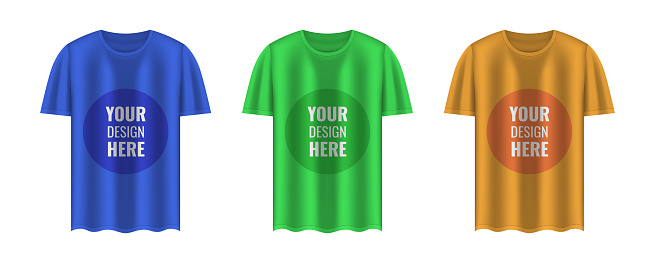 Set Mockup Tshirt Realistis Terisolasi Dengan Latar Belakang Putih