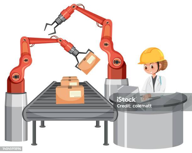 Concept Industriel Dautomatisation Avec Robots De Chaîne De Montage