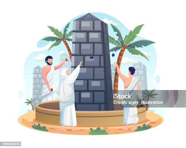 Jamaah Muslim Melempar Batu Ke Pilar Setan Atau Tembok Jamarat Dalam ... Jamaah Muslim Melempar Batu Ke Pilar Setan Atau Tembok Jamarat Dalam ...