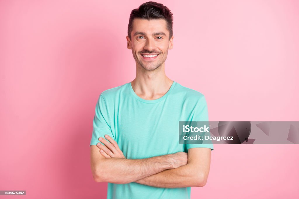 Photo Of Young Happy Cheerful Good Mood Smiling Positive Man With