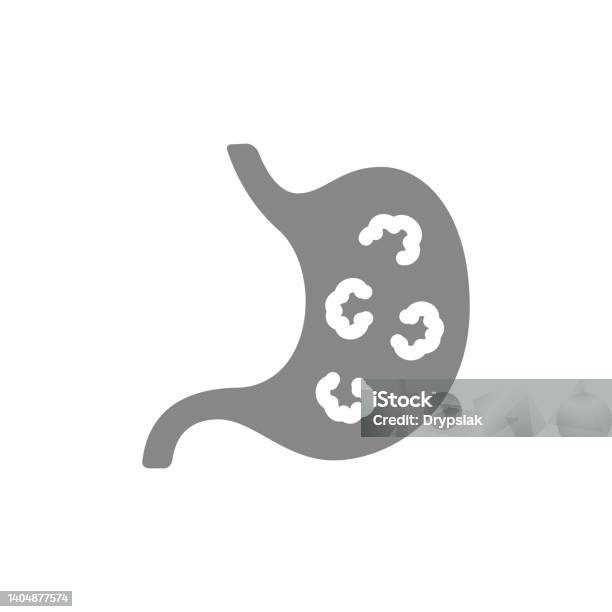 Estomac Avec Des Tumeurs Icône Grise Symbole Du Cancer Stomac Vecteurs