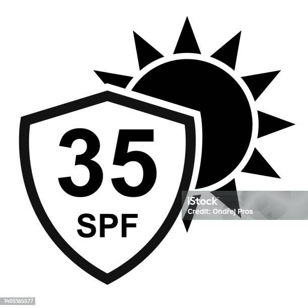 Icône Facteur De Protection Solaire 35 Symbole De Bloc De Rayonnement