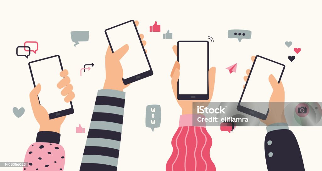 Flat Hands Holding Mobile Phone Stock Illustration Download Image Now