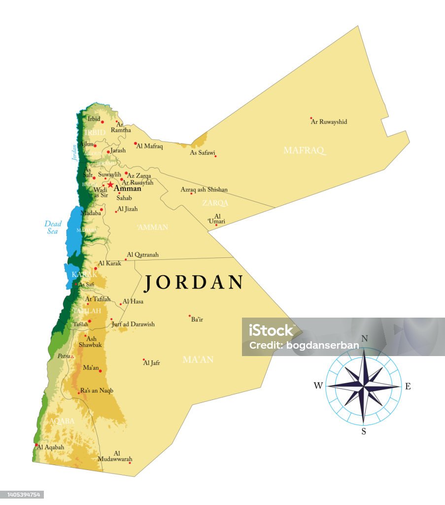 Jordan Highly Detailed Physical Map Stock Illustration - Download Image ... Jordan Highly Detailed Physical Map Stock Illustration - Download Image ...