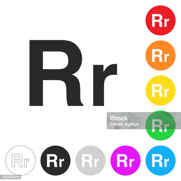Lettre R Majuscules Et Minuscules Icône Sur Les Boutons Colorés