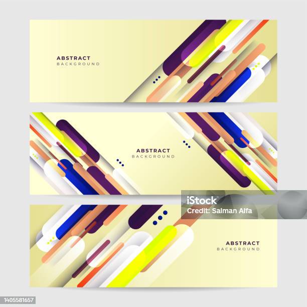 Set Garisgaris Abstrak Latar Belakang Desain Spanduk Lebar