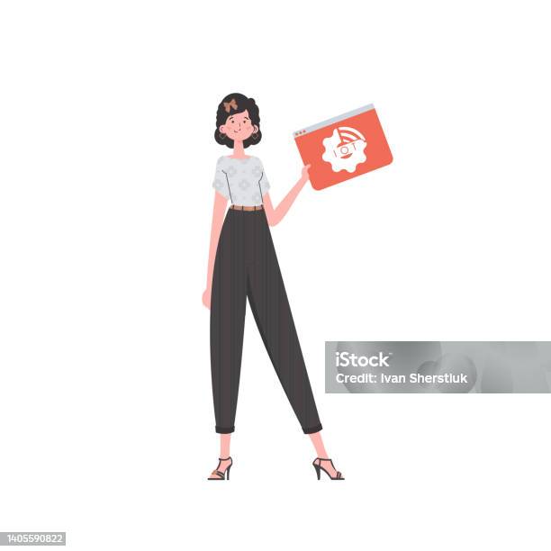 Gadis Itu Memegang Logo Iot Di Tangannya Iot Dan Konsep Otomatisasi