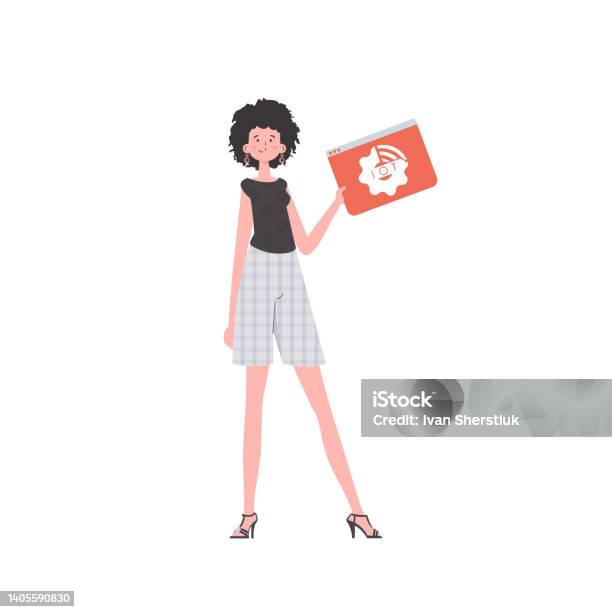 Gadis Itu Memegang Logo Iot Di Tangannya Iot Dan Konsep Otomatisasi