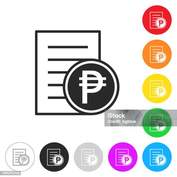 Facture Ou Facture En Pesos Icône Sur Les Boutons Colorés Vecteurs