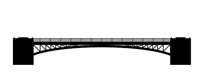 Rounded Bridge Silhouette Transport Road Construction Isolated On White