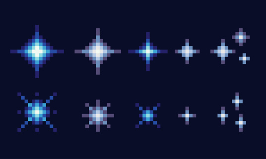 Étoiles Paillettes Étincelles Décor De Pixel Art Ciel Étoilé Collection