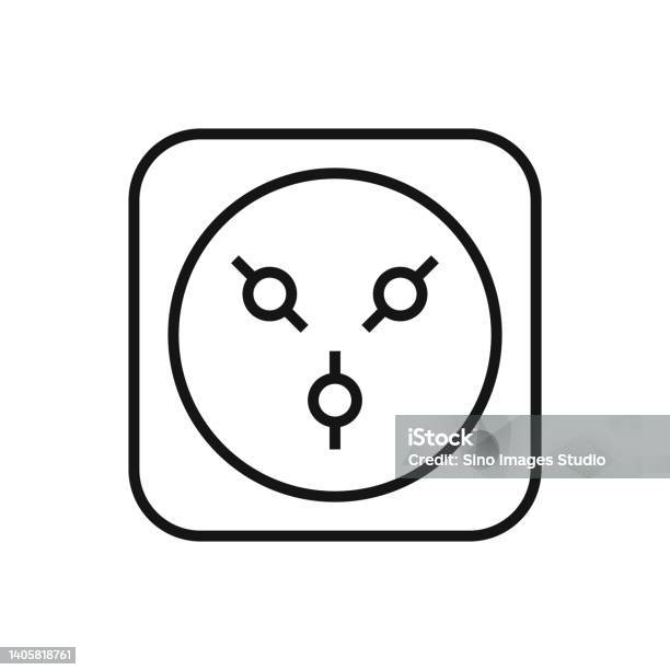 Editable Electric Socket Line Icon Vector Illustration Isolated On White Background Using For