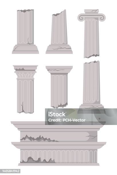 Broken Stone Columns Vector Illustrations Set Stock Illustration ... Broken Stone Columns Vector Illustrations Set Stock Illustration ...