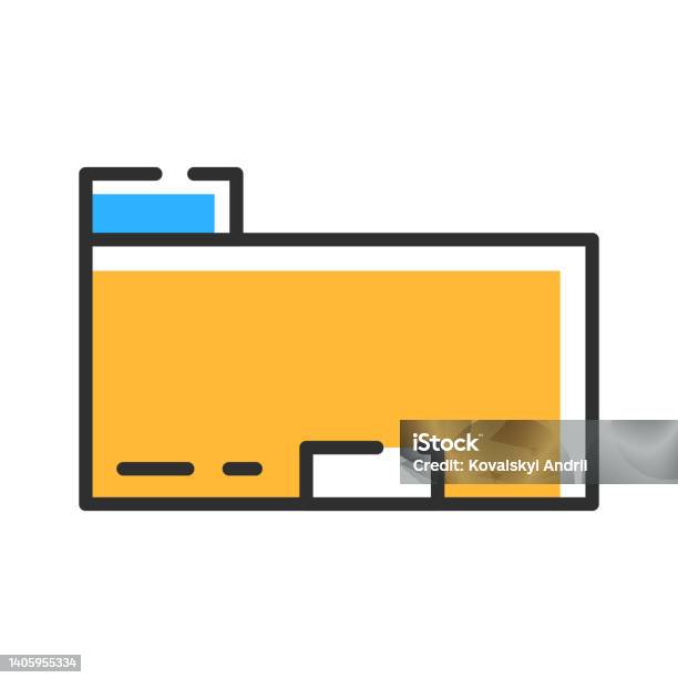 Ikon Kerangka Folder Dalam Gaya Kerangka Trendi Konsep Ilustrasi Vektor