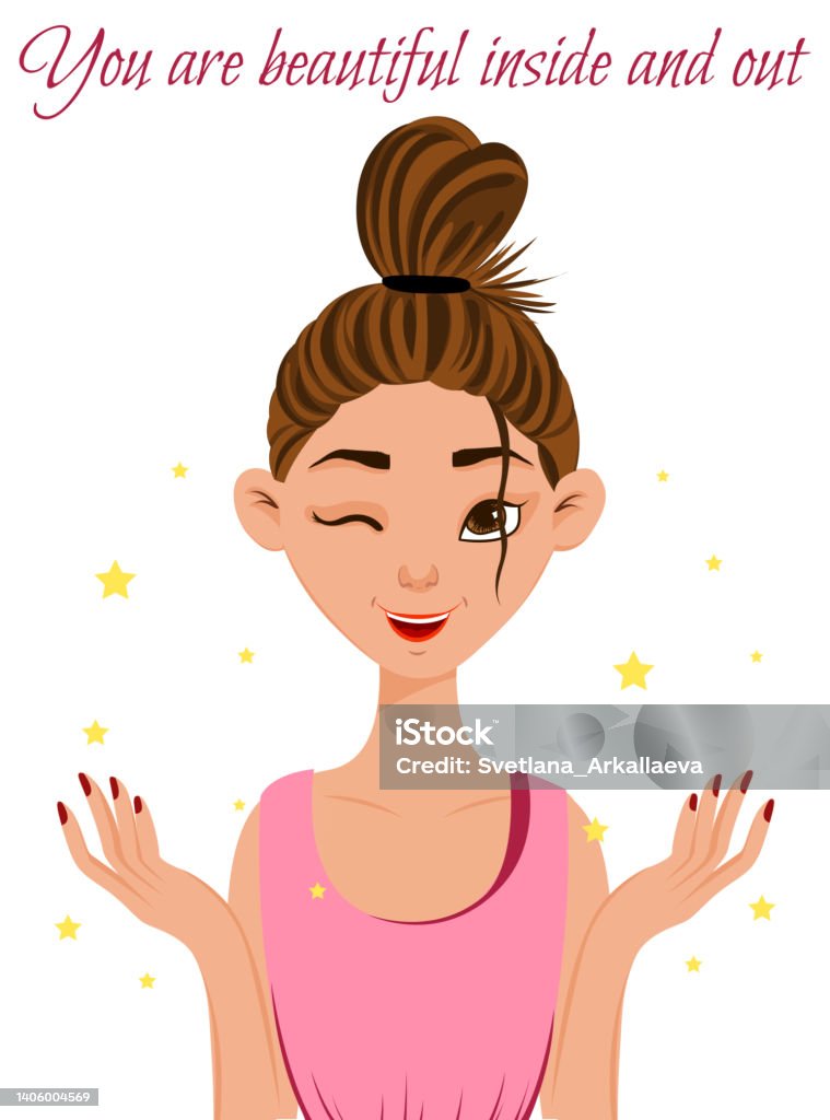 Portrait Of A Beautiful Girl With Makeup Cartoon Style Vector