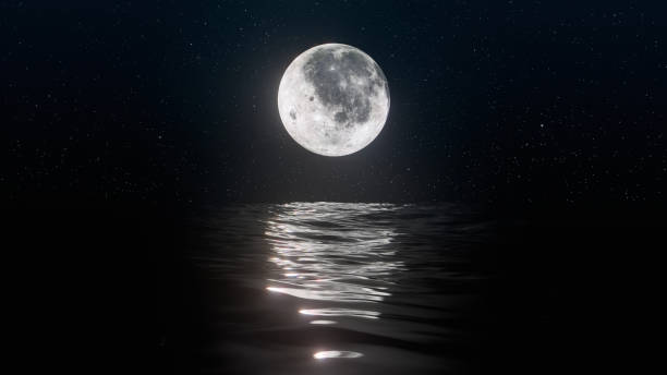 Free picture: Graphic illustration of waves with moonlight in frame
