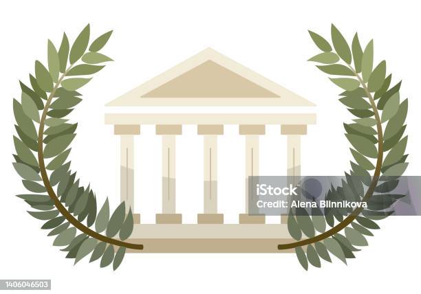 Illustration Dune Couronne De Laurier Vert Et De Larchitecture Grecque