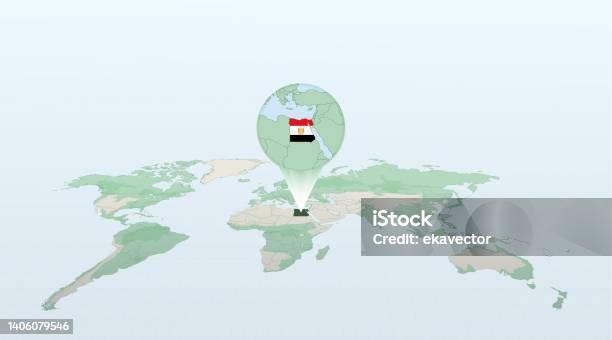 Carte Du Monde En Perspective Montrant Lemplacement Du Pays Egypte Avec