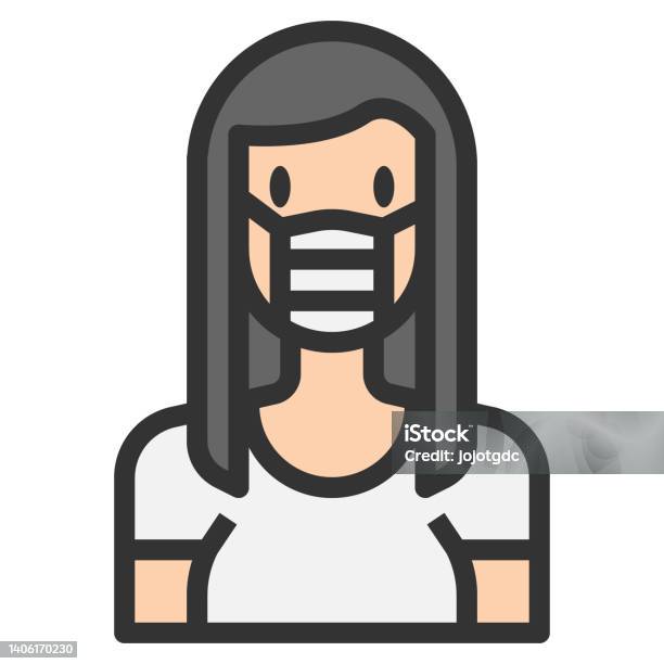 Vektor People Icon Woman Facemask Ilustrasi Stok Unduh Gambar