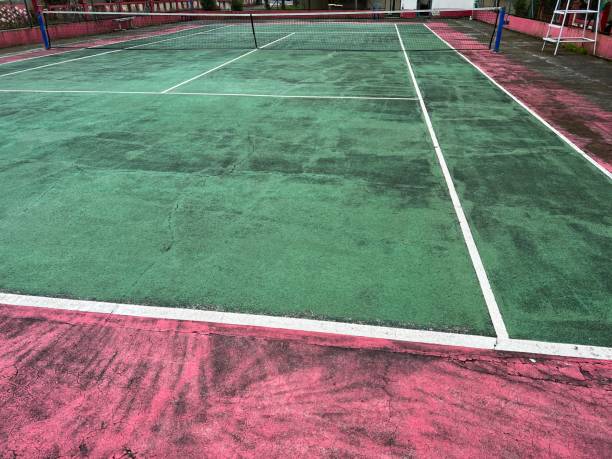 Free Stock Photo of Tennis court lines with a green and red surface ...