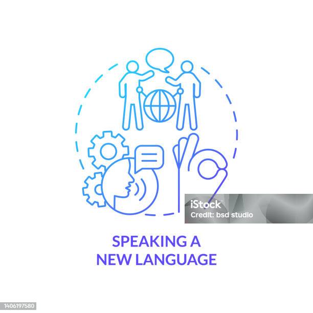 Speaking New Language Blue Gradient Concept Icon Stock Illustration ... Speaking New Language Blue Gradient Concept Icon Stock Illustration ...
