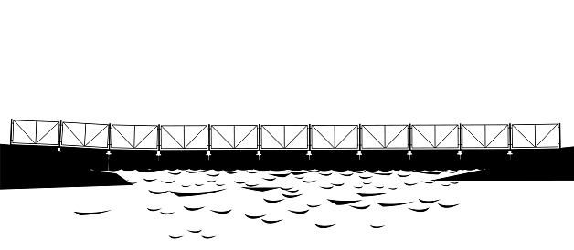 Pantone Bridge Silhouette Transport Road Construction Isolated On White