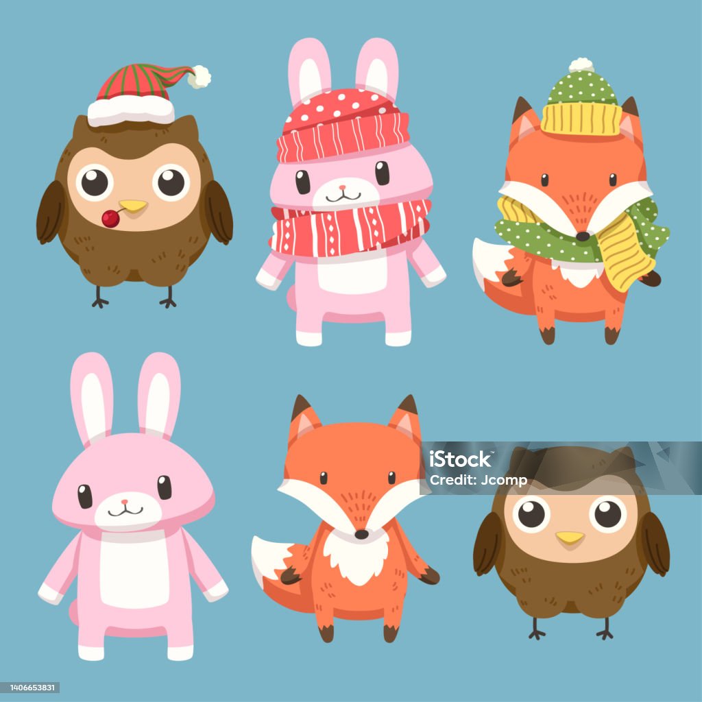 Enam Karakter Tema Animasi Natal Burung Hantu Mengenakan Topi Kelinci ... Enam Karakter Tema Animasi Natal Burung Hantu Mengenakan Topi Kelinci ...