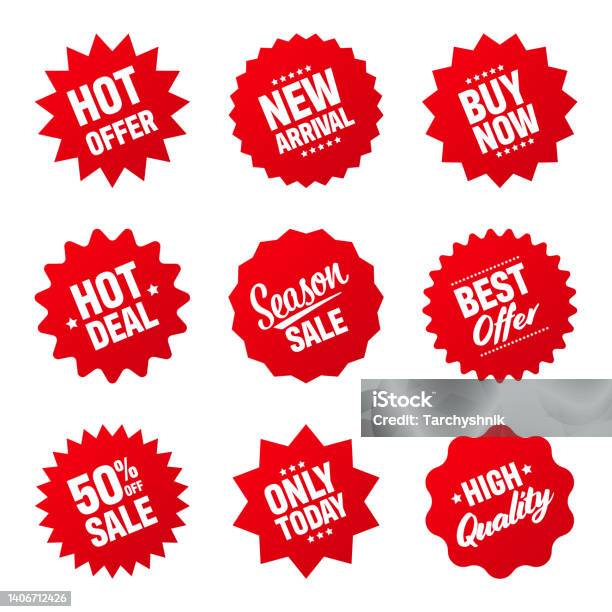Collection Réaliste Détiquettes De Prix Inclinées Rouges Offre Spéciale
