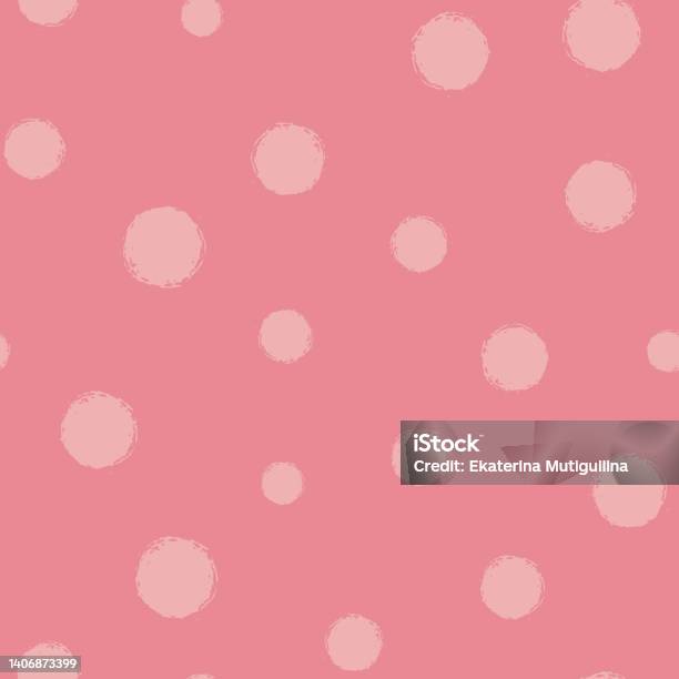 Cute Hand Drawn Textured Circles Pink Seamless Pattern Abstract Pastel