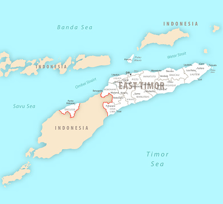 East Timor Detailed Map With Regions And Cities Of The Country Stock Illustration Download