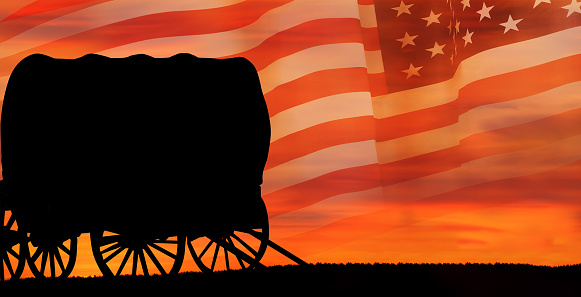 Pemukim Amerika Dengan Latar Belakang Bendera Nasional Amerika Serikat ... Pemukim Amerika Dengan Latar Belakang Bendera Nasional Amerika Serikat ...