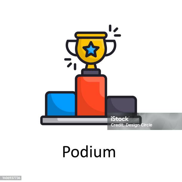 Vecteur Podium Contour Rempli Illustration De Conception Dicône Symbole