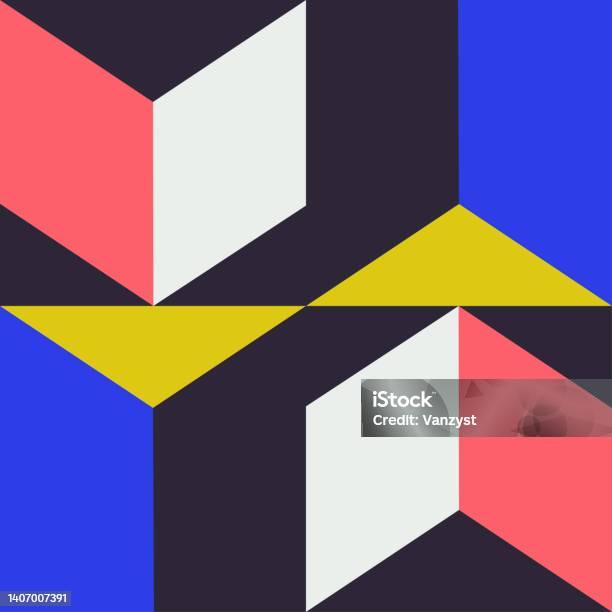Desain Karya Seni Geometris Horizontal Abstrak Dengan Bentuk Dan Angka