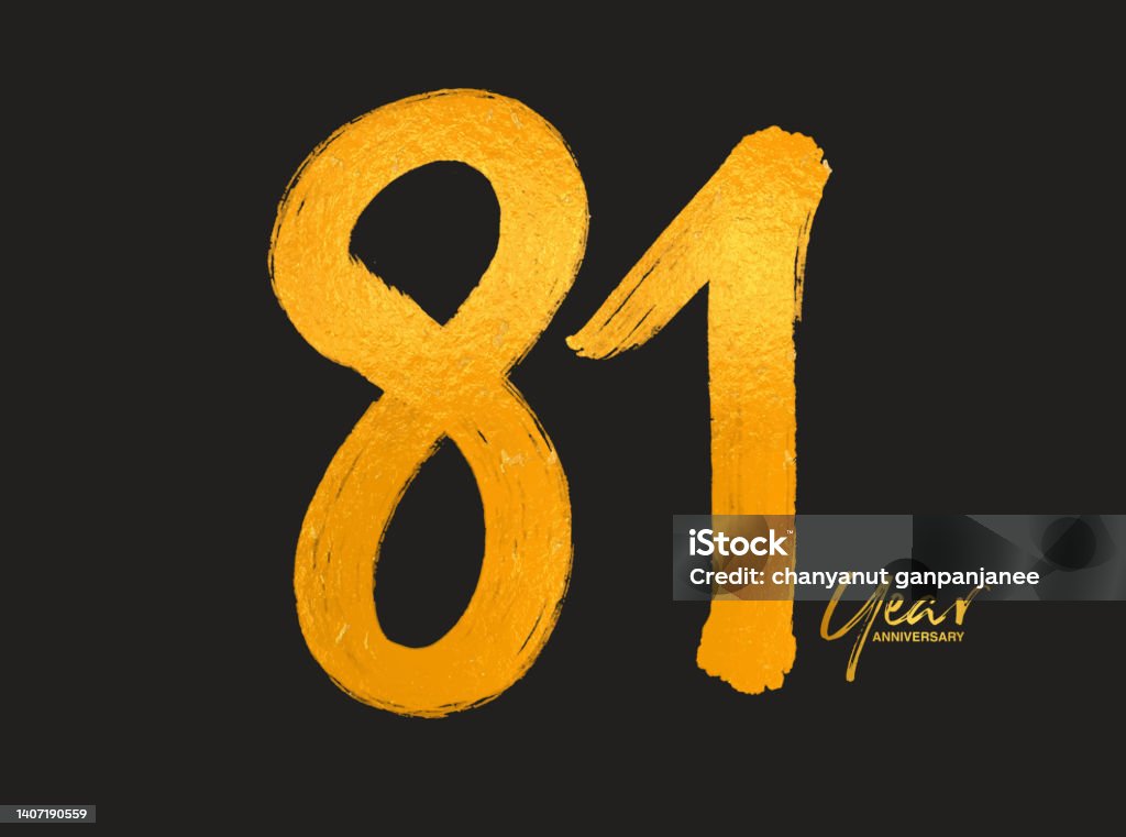 Gold 81 Years Anniversary Celebration Vector Template 81 Years Logo