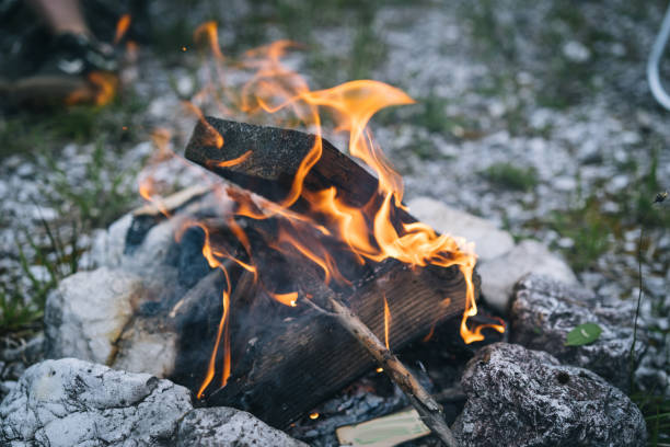 Free picture: campfire, flames, rocks, fire, camping, rocks