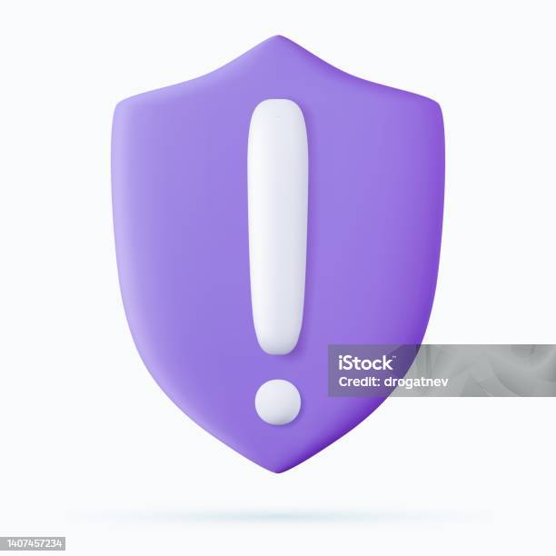 Icône Dexclamation Du Bouclier De Protection De Sécurité 3d Vecteurs
