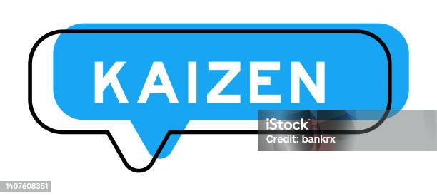 Bannière De Discours Et Nuance Bleue Avec Mot Kaizen Sur Fond Blanc