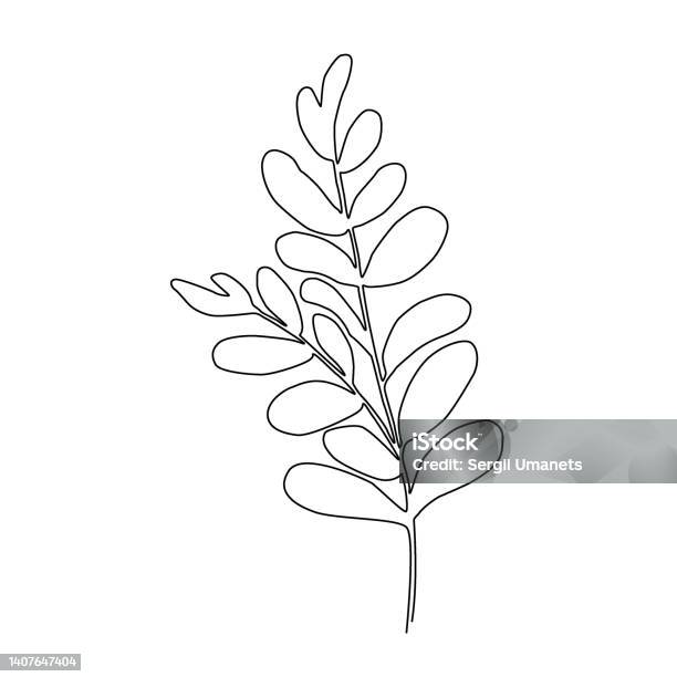 Feuille Darbre Continue Dune Ligne Illustration Vectorielle Vecteurs