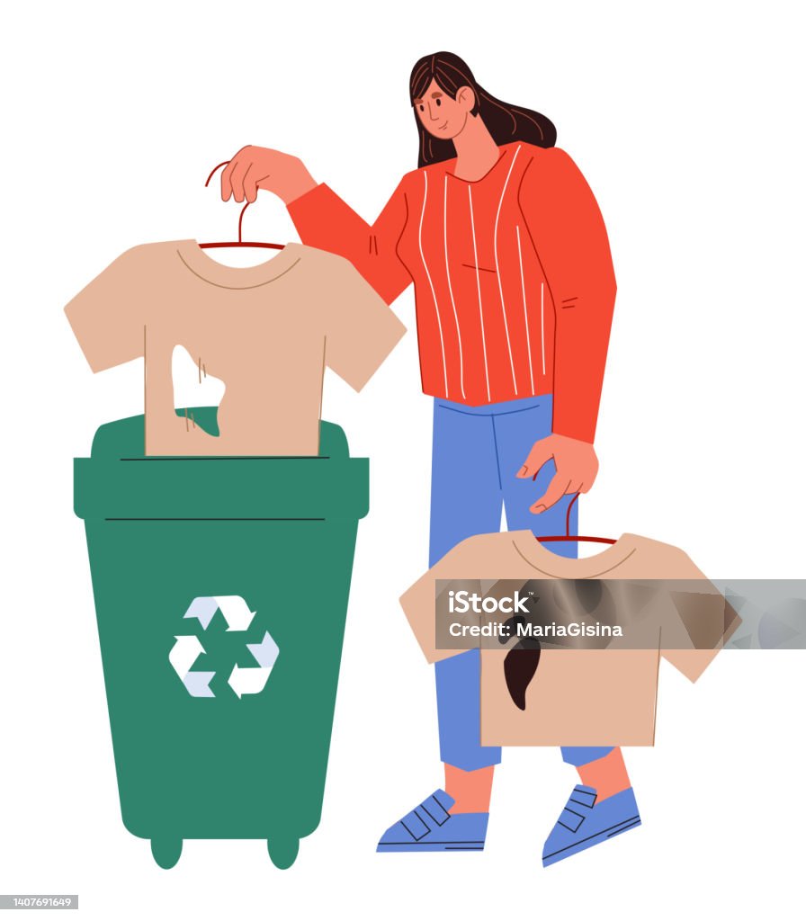 Vetores De Mulher Classificando Resíduos Para Reciclagem Ilustração De