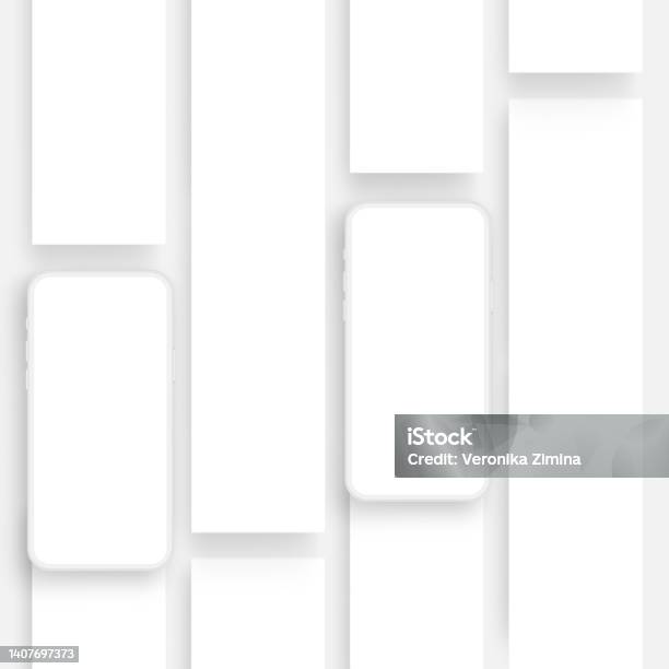Clay Smartphone Dengan Layar Aplikasi Kosong Template Kosong Untuk