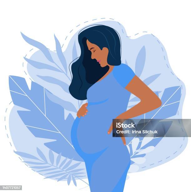Pregnant Black Woman Concept Vector Illustration Stok Vektör Sanatı